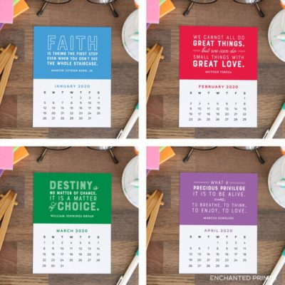 Free Printable 2020 Calendar | Elegance & Enchantment